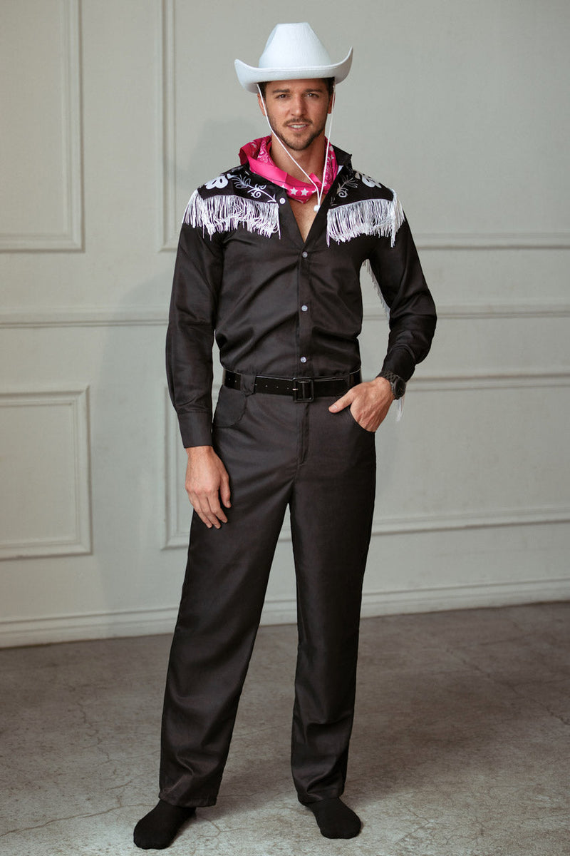 Mens Movie Ken Cowboy Doll Costume, Black Cowboy Costume