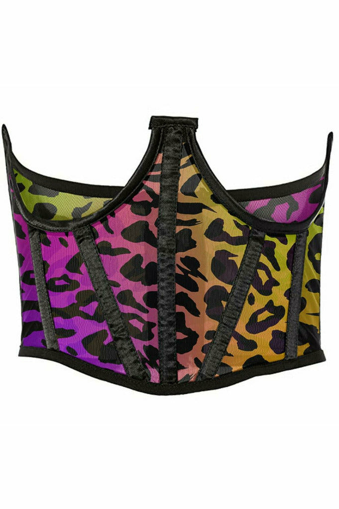 Lavish Rainbow Animal Print Mesh Open Cup Waist Cincher | Sexy Lingerie ...